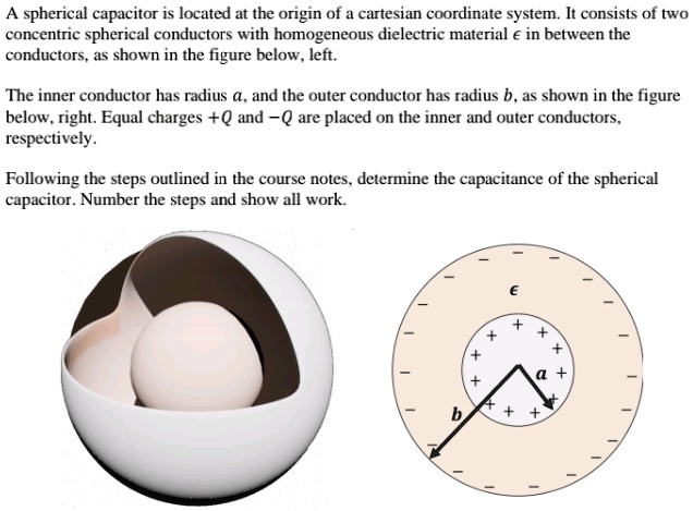 A spherical capacitor is located at the origin of a cartesian ...