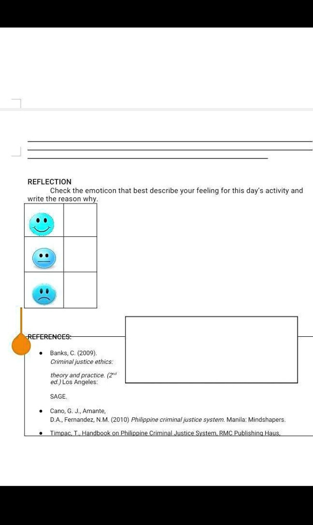 SOLVED: REFLECTION: Check the emoticon that best describes your feeling ...