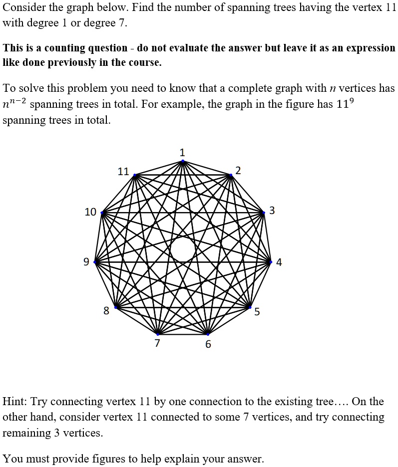 Consider the graph below. Find the number of spanning trees having the ...
