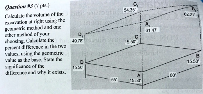 question 3 pts calculate the volume of the excavation at right using ...