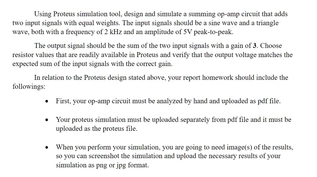 Solved Using Proteus Simulation Tool Design And Simulate A Summing Op 0516