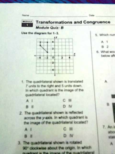 SOLVED: 'The quadrilateral shown is translated 7 units to the right and ...