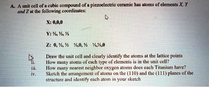 SOLVED: A unit cell of a cubic compound of a piezoelectric ceramic has ...