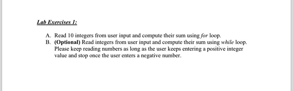 Solved Lab Exercises 1 A Read 10 Integers From User Input And 3323