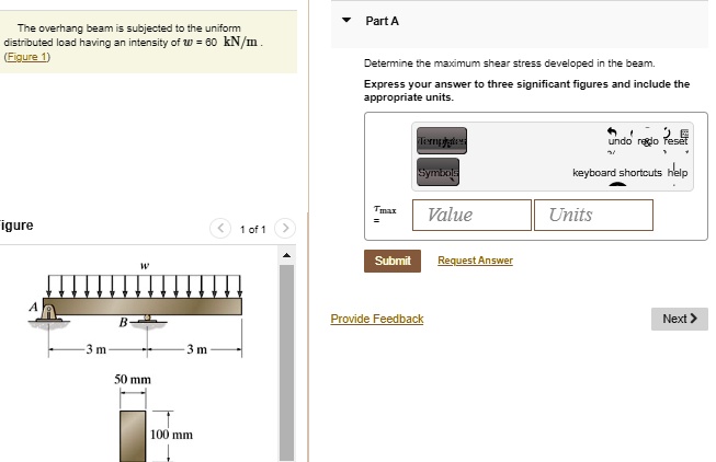 SOLVED: The overhang beam is subjected to a uniform distributed load with an intensity of 60 kN ...