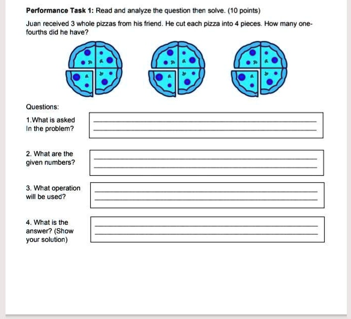 Performance Task 1: Read and analyze the question then solve. (10 ...