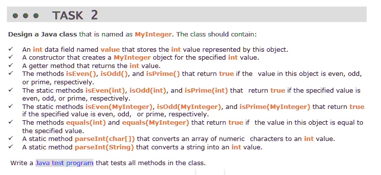 Solved Design A Java Class Named Myinteger The Class Should Contain An Int Data Field Named