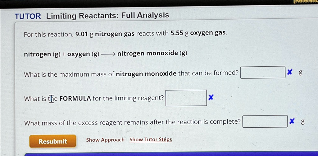 tutor limiting reactants full analysis for this reaction 901g nitrogen ...