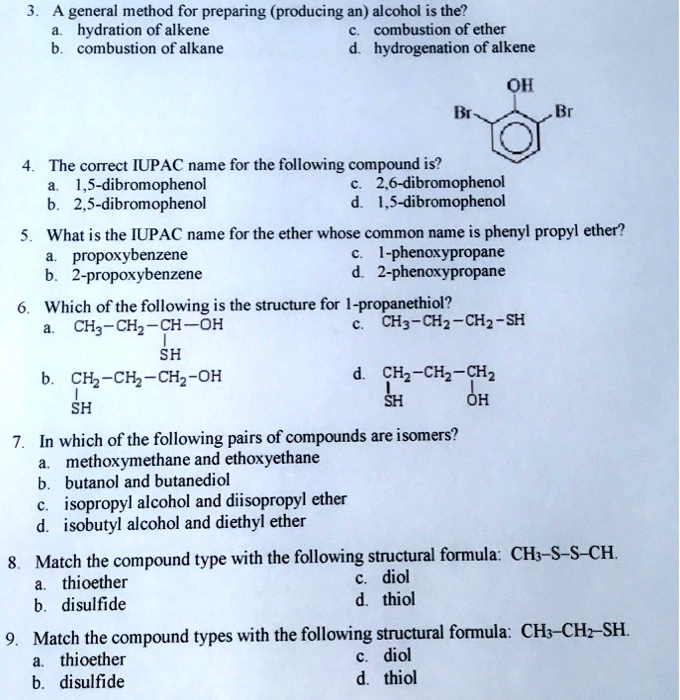 A general method for preparing alcohol is the hydration of alkene, combustion of ether ...