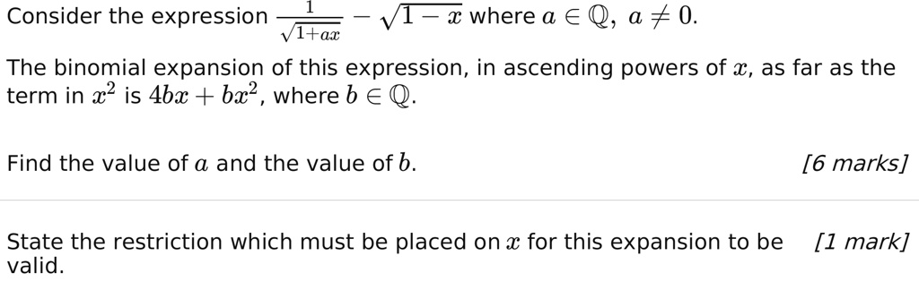 Consider The Expression 1 √ 1 Ax √ 1 X Where A ∈ℚ A ≠ 0 The