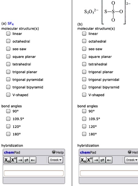 SOLVED: S,0, (a) SF4 molecular structure(s) Ilnear molecular structure ...