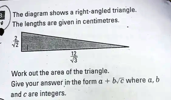 The diagram shows a right-angled triangle. The lengths are given in ...