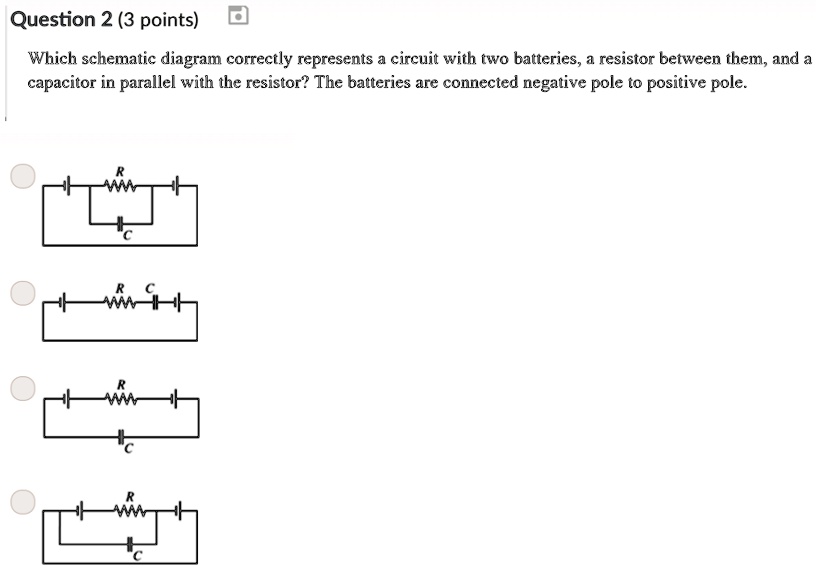 Question 2 (3 points) Which schematic diagram correctly represents a ...