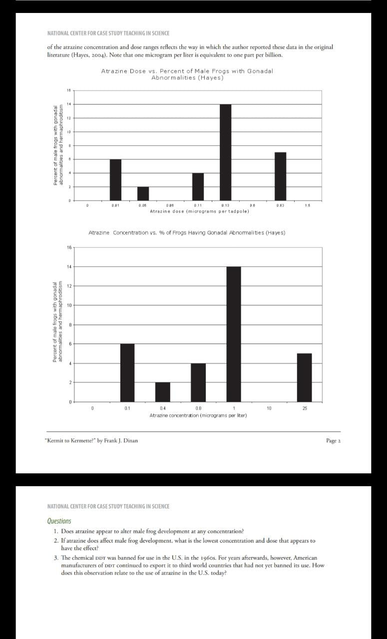NATIONAL CENTER FOR CASE STUDY TEACHING IN SCIENCE of the atrazine ...