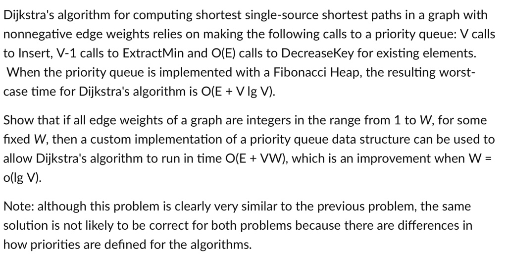 SOLVED: Dijkstra's algorithm for computing the shortest single-source ...