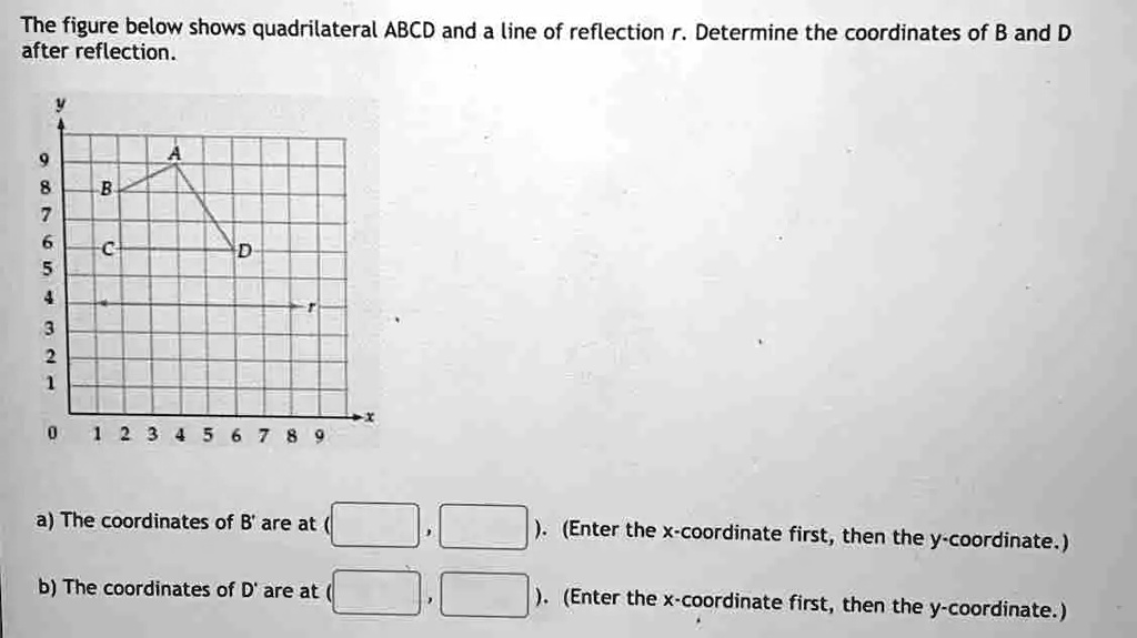 SOLVED: The figure below shows quadrilateral ABCD and a line of reflection r. Determine the ...