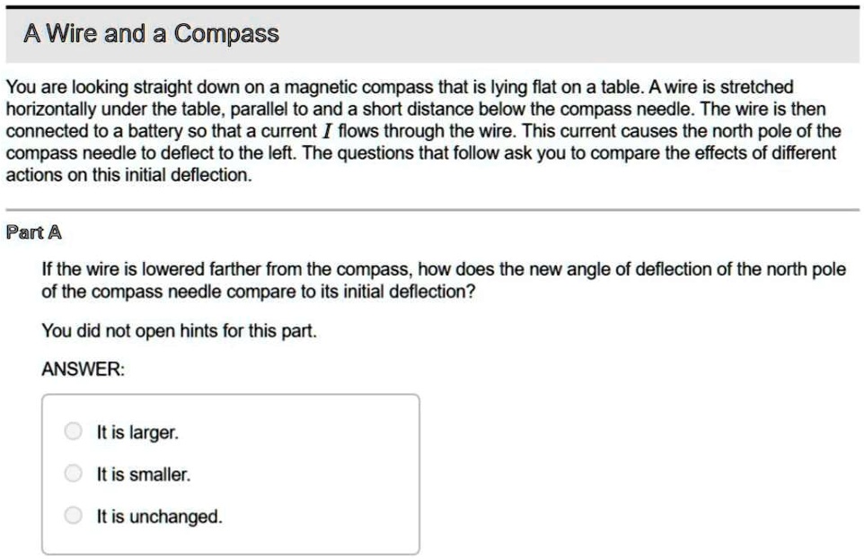 SOLVED: A Wire and a Compass You are looking straight down on a ...