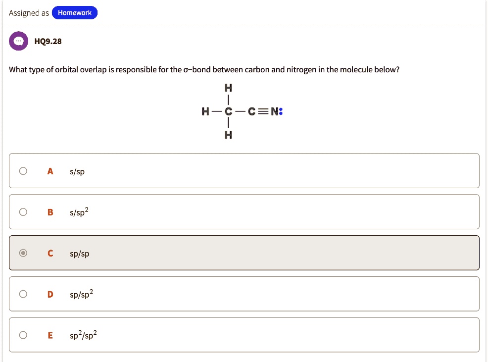 Assigned as Homework HQ9.28 What type of orbital overlap is responsible ...