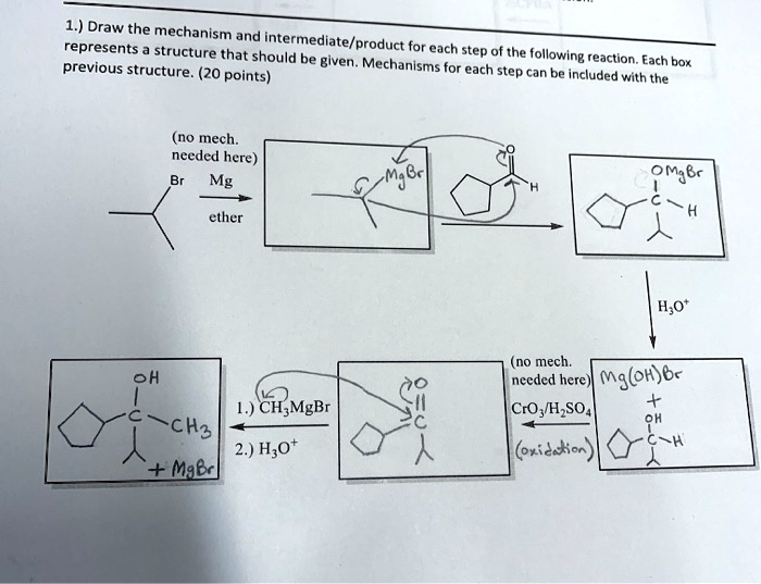 1.) Draw the mechanism and intermediate/product for each step of the ...