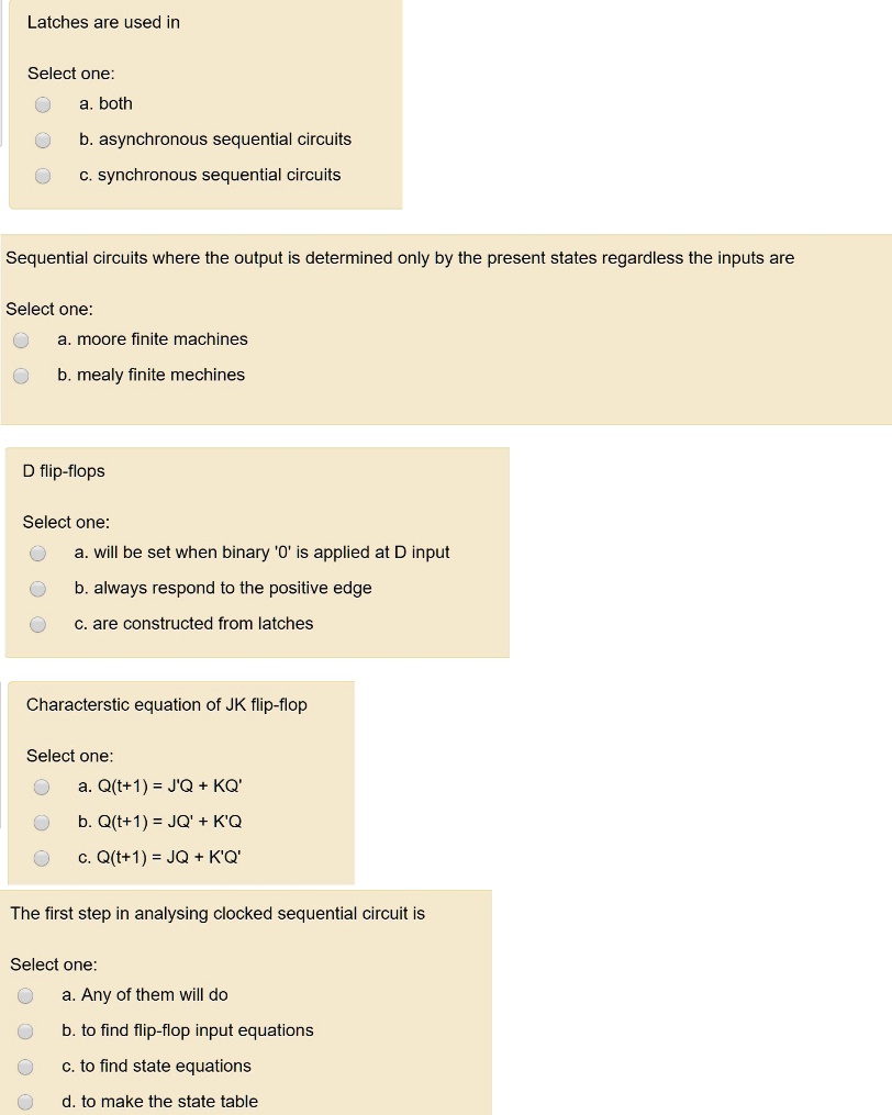 Solved Latches Are Used In Select One A Both B Asynchronous Sequential Circuits C