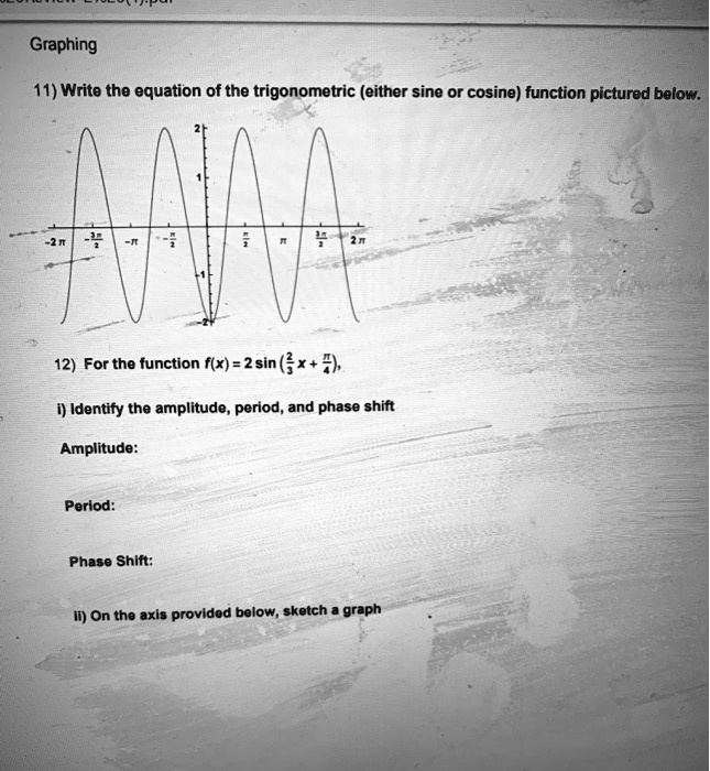 SOLVED: Text: Graphing 11) Write the equation of the trigonometric ...