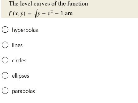 SOLVED: The level curves of the function f (x,y) are hyperbolas lines ...