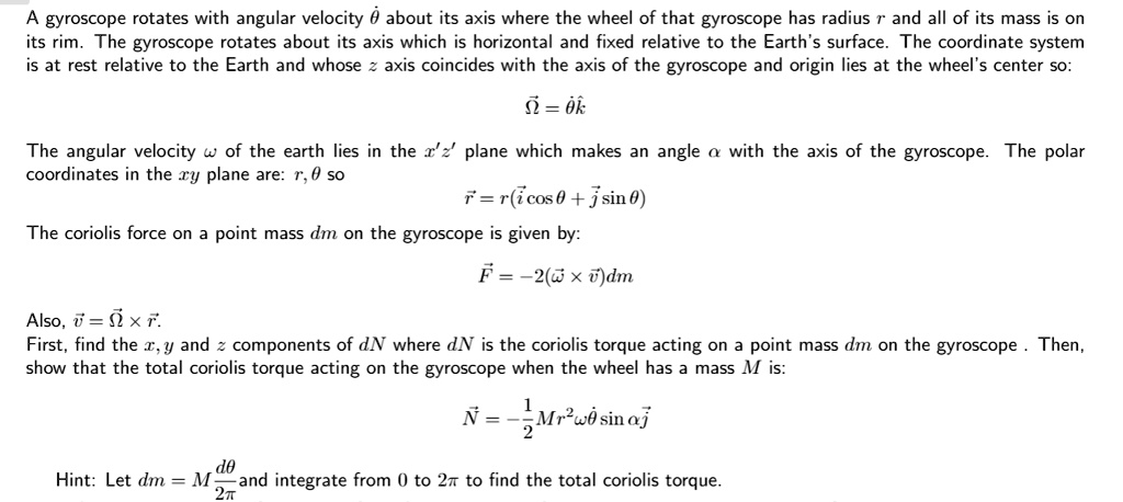 SOLVED: A gyroscope rotates with an angular velocity Ï‰ about its axis ...