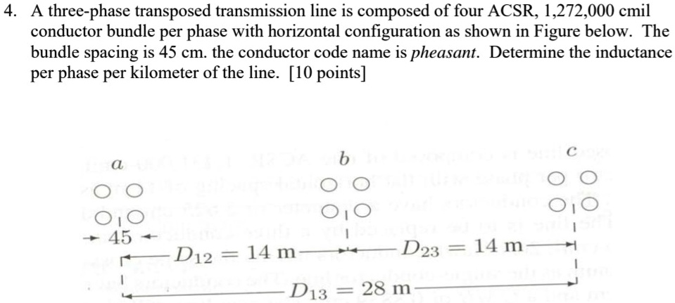 SOLVED: 4. A three-phase transposed transmission line is composed of ...
