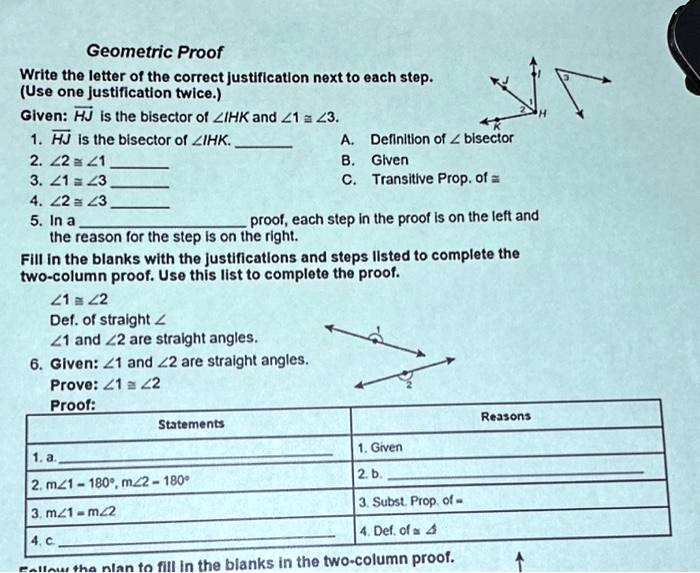 SOLVED: Texts: I don't get it, please help. Geometric Proof Write the ...