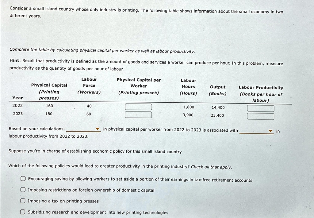 SOLVED: Consider a small island country whose only industry is printing ...