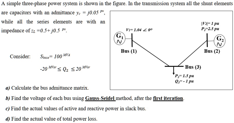 simple three phase power system is shown in the figure in the transmission system all the shunt ...