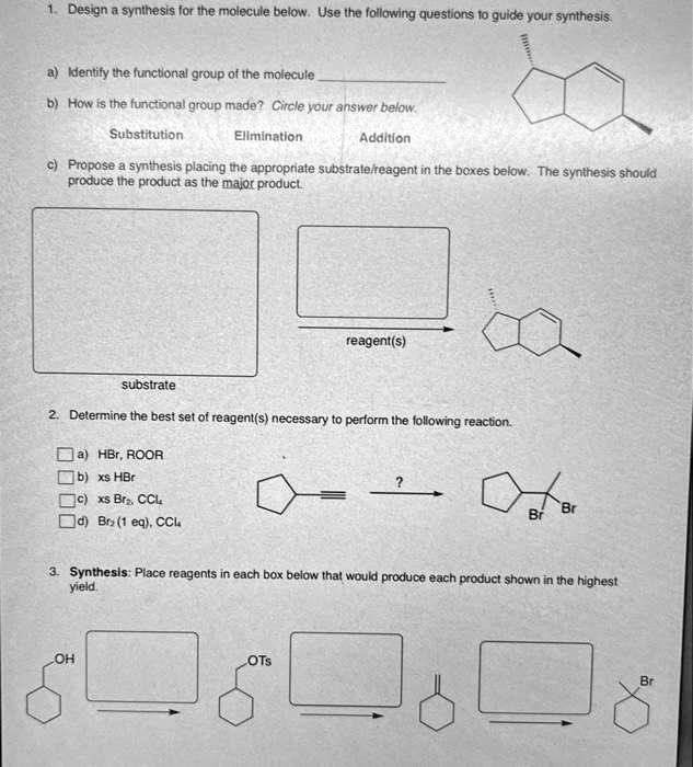 1. Design a synthesis for the molecule below. Use the following ...