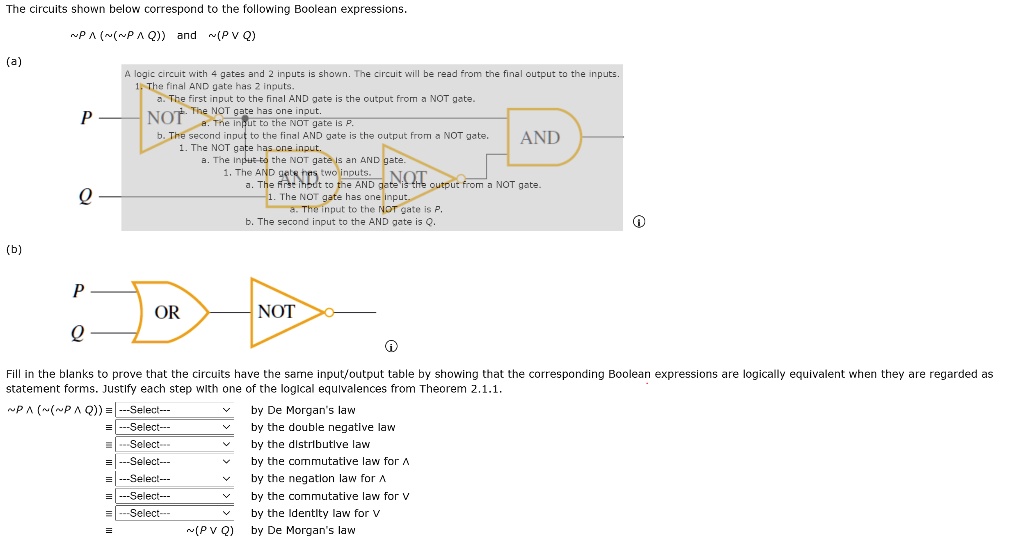 SOLVED: The circuits shown below correspond to the following Boolean ...