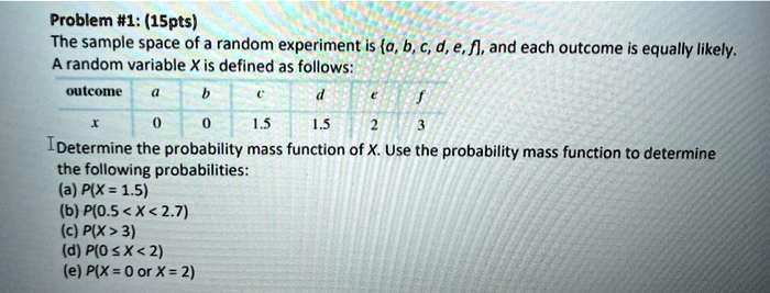 problem 1 1spts the sample space of a random experiment is a b defl and each outcome is equally ...