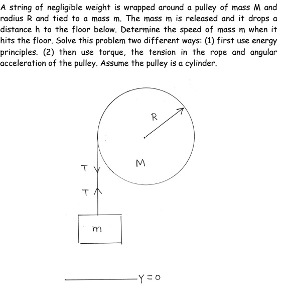 SOLVED:string of negligible weight is wrapped around pulley of mass M ...