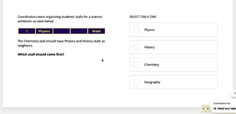 Coordinators were organizing students' stalls for a science exhibition ...