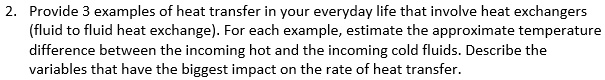 SOLVED:Provide examples of heat transfer in your everyday life that ...