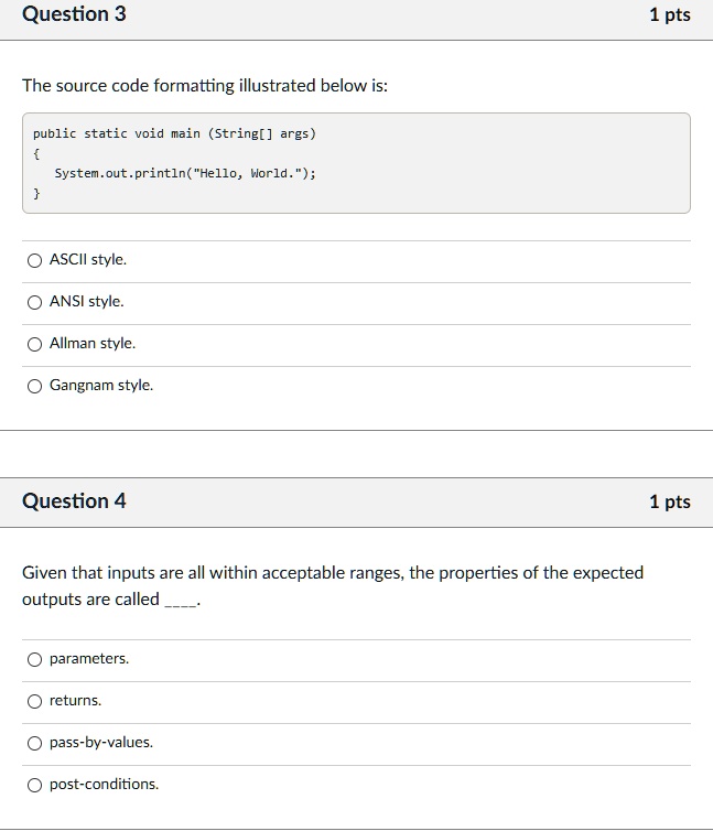 Question 3 The Source Code Formatting Illustrated Below Is Public