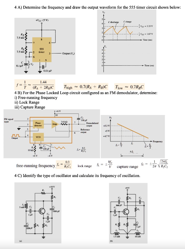 4 A Determine the frequency and draw the output waveform for the 555 ...