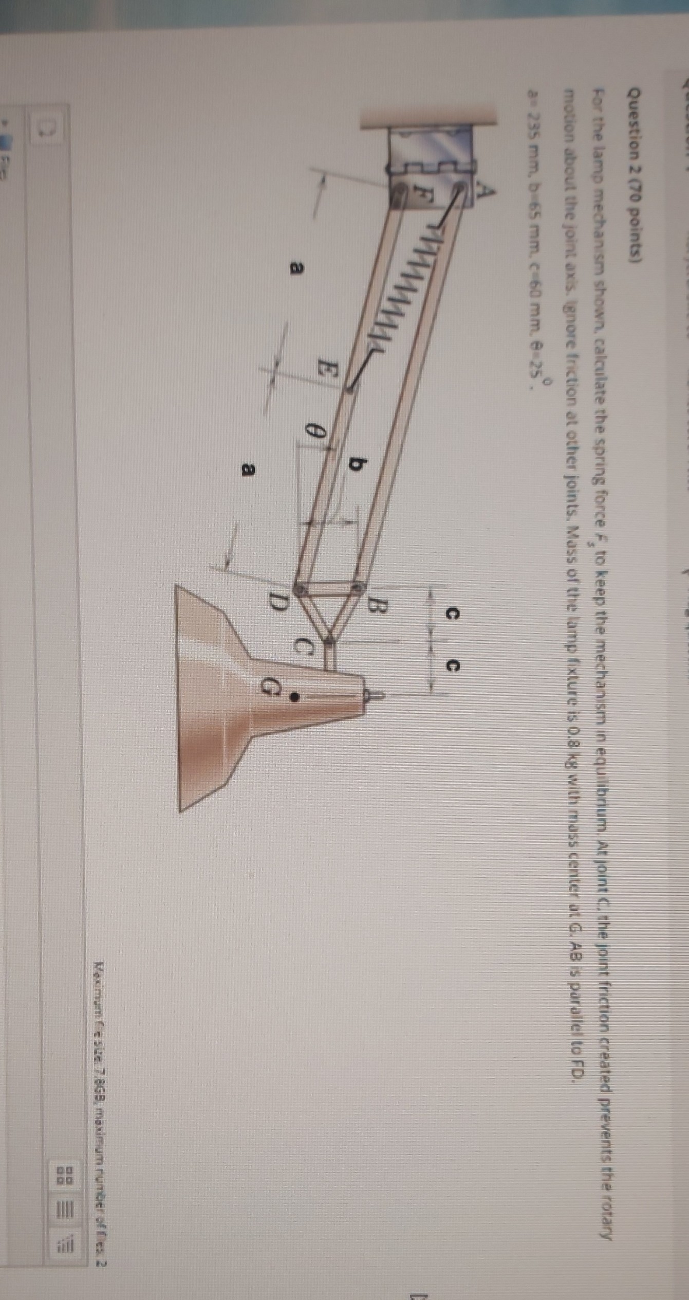 SOLVED: Question 2 (70 points) For the lamp mechan im shown, calculate ...