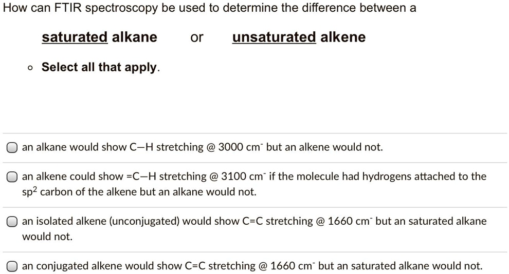 SOLVED: How can FTIR spectroscopy be used to determine the difference ...