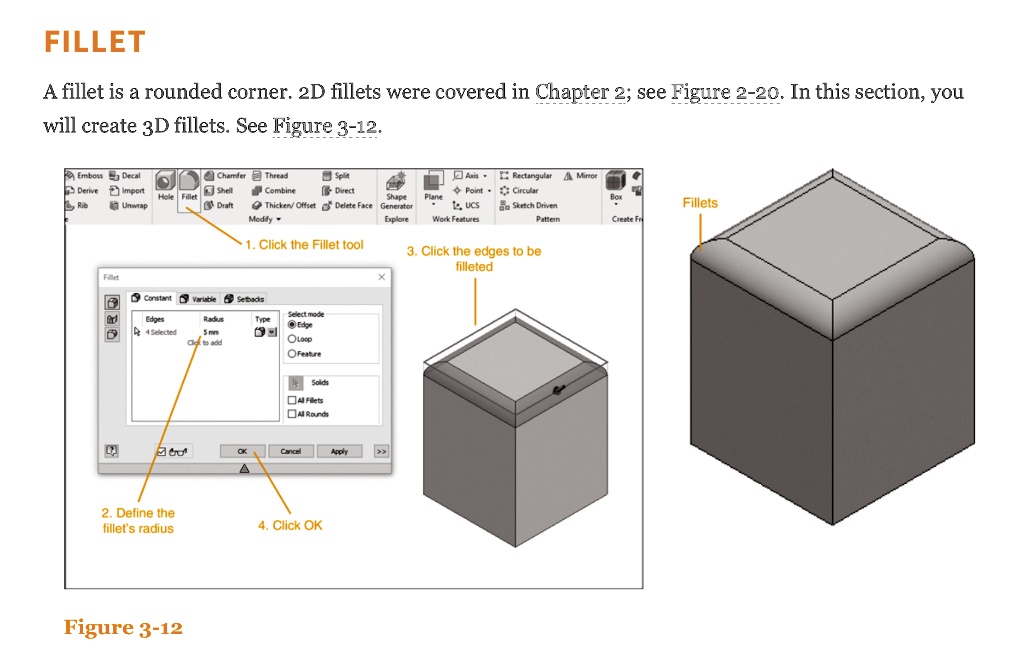 Solved Please Upload Or Draw Figure P3 12 Using Inventor Fillet A Fillet Is A Rounded Corner