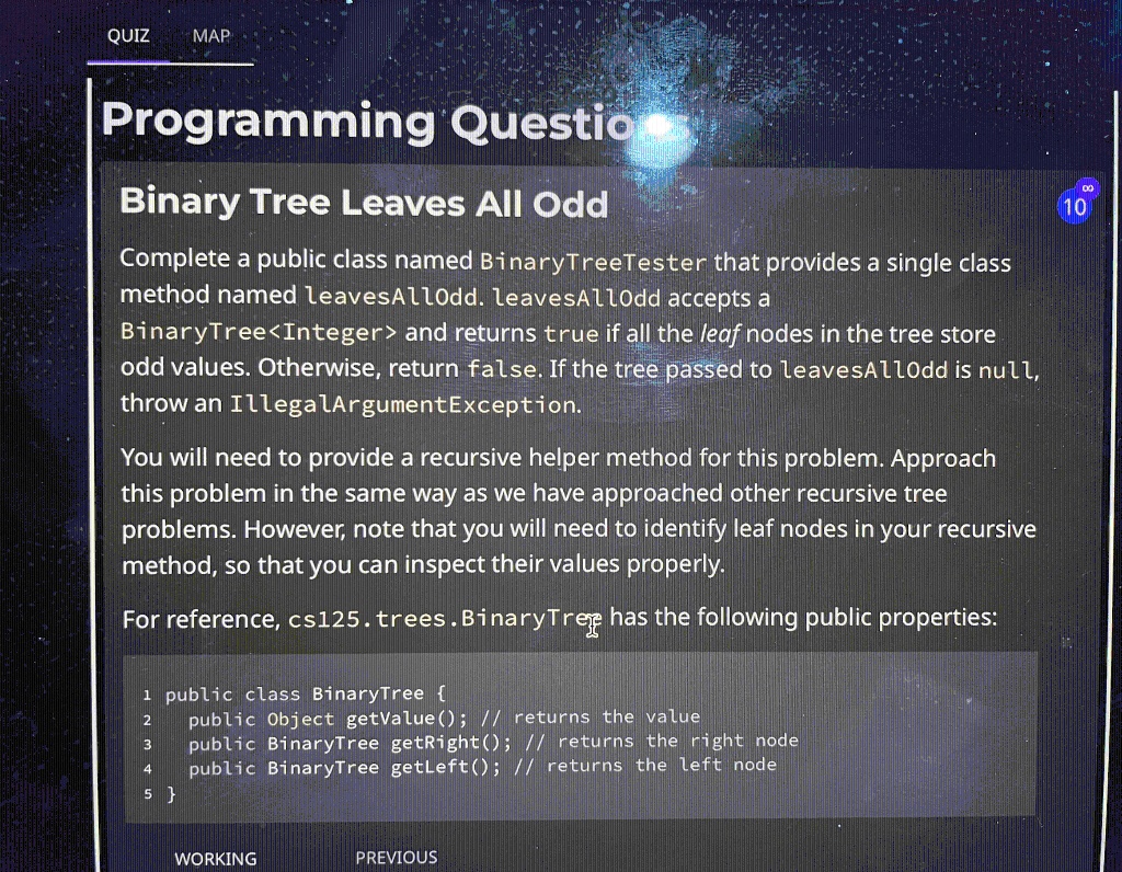 In Java Quiz Map Programming Questic Binary Tree Leaves All Odd Complete A Public Class Named 6728