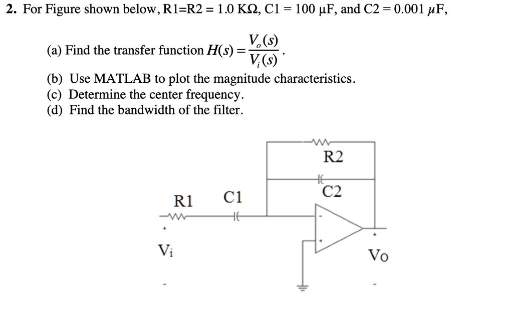 2. For Figure shown below, R1=R2 = 1.0 ??, C1 = 100 µF, and C2 = 0.001 ...