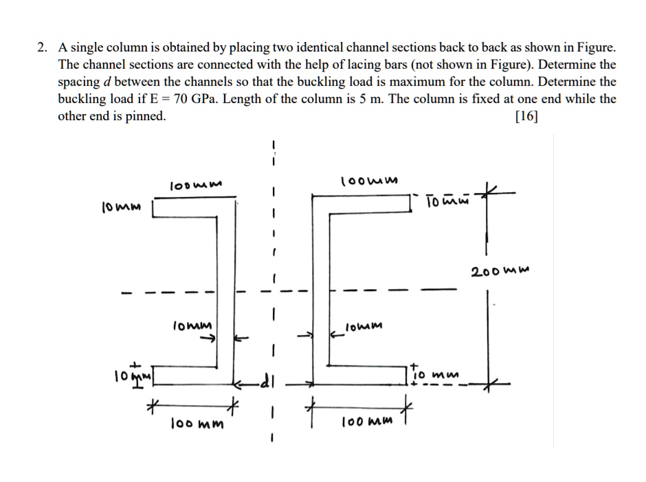 SOLVED: A single column is obtained by placing two identical channel ...