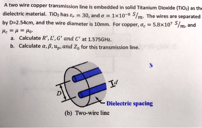 SOLVED: A two wire copper transmission line is embedded in solid ...