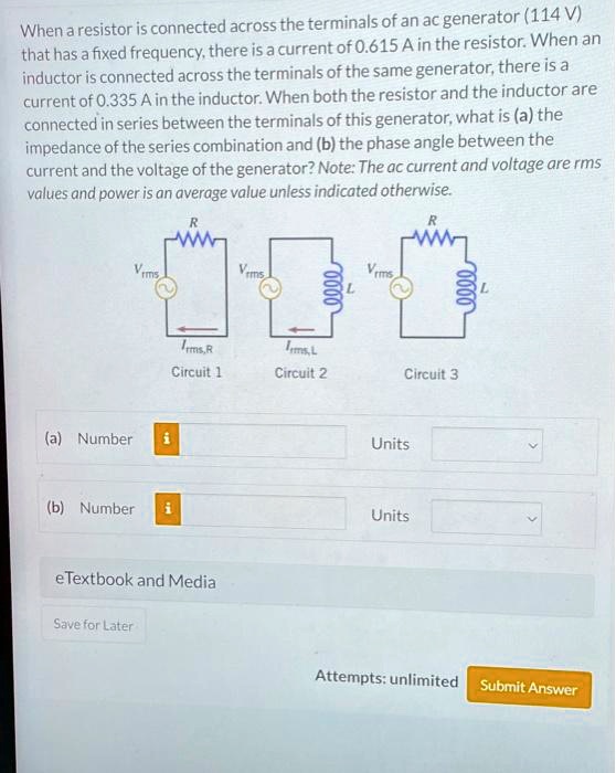 SOLVED: When a resistor is connected across the terminals of an AC ...