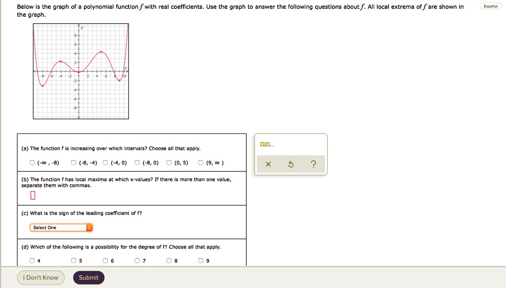 SOLVED: Below is the graph of a polynomial function f with real ...