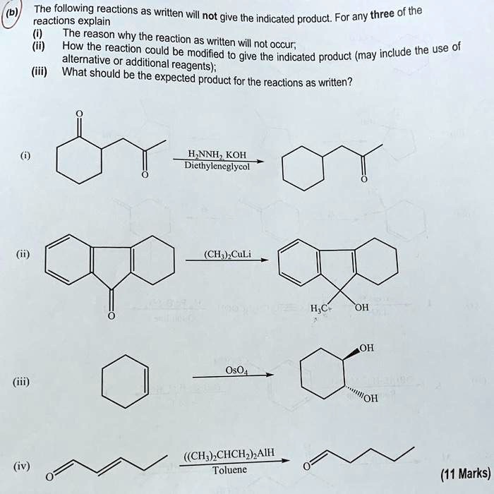 SOLVED: reactions explain (i) The reason why the reaction as written ...
