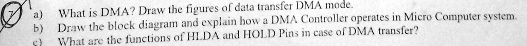 SOLVED: a) What is DMA? Draw the figures of data transfer DMA mode and ...